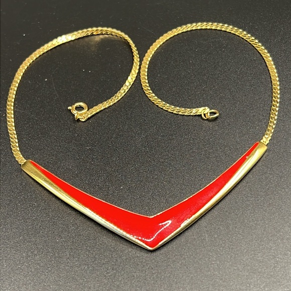 Trifari | Jewelry | Vintage Trifari Red Enamel Vdip Necklace | Poshmark